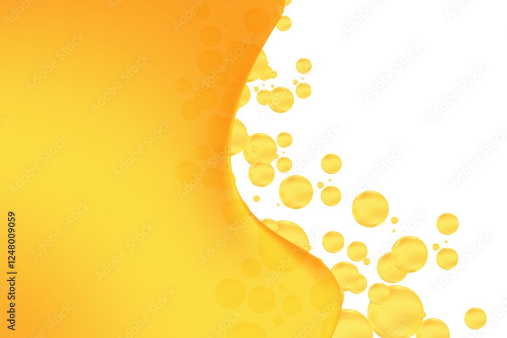 Abstract liquid yellow melting texture isolated, transparent background ...