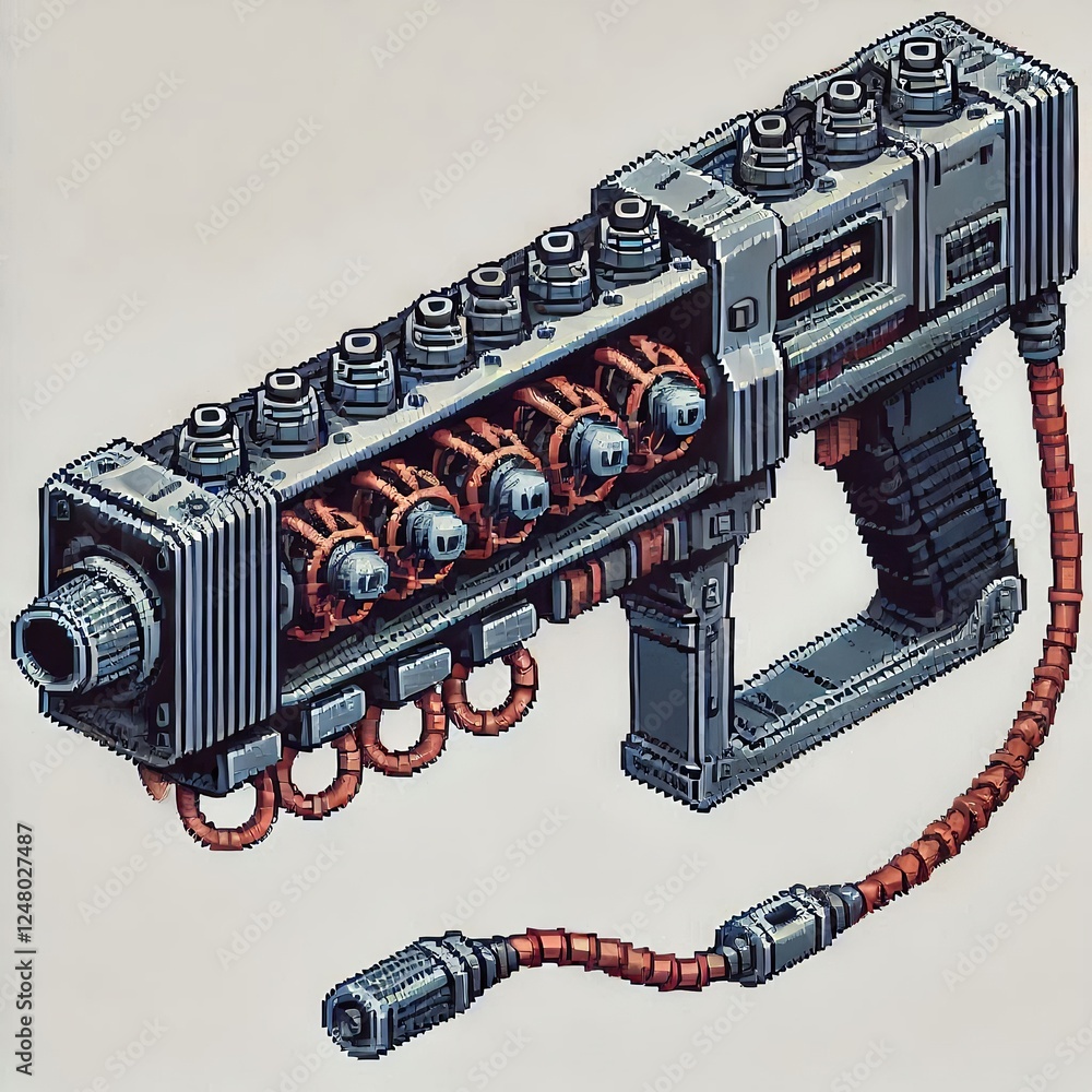 Pixel Art Sci-Fi Railgun Stock Illustration | Adobe Stock