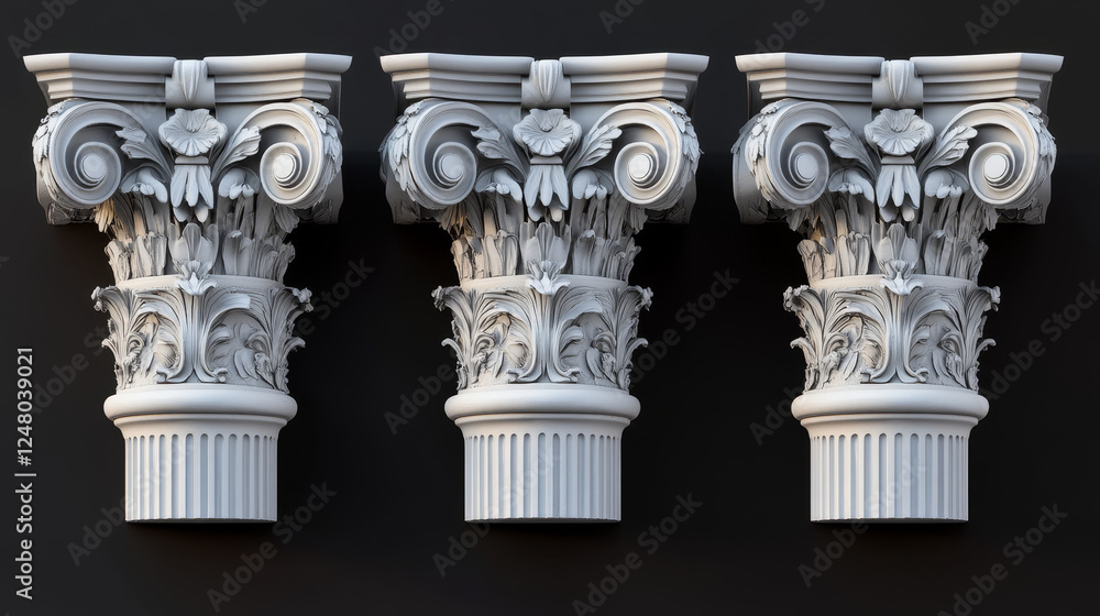 Ancient roman column made of white clay. Realistic 3d vector ...