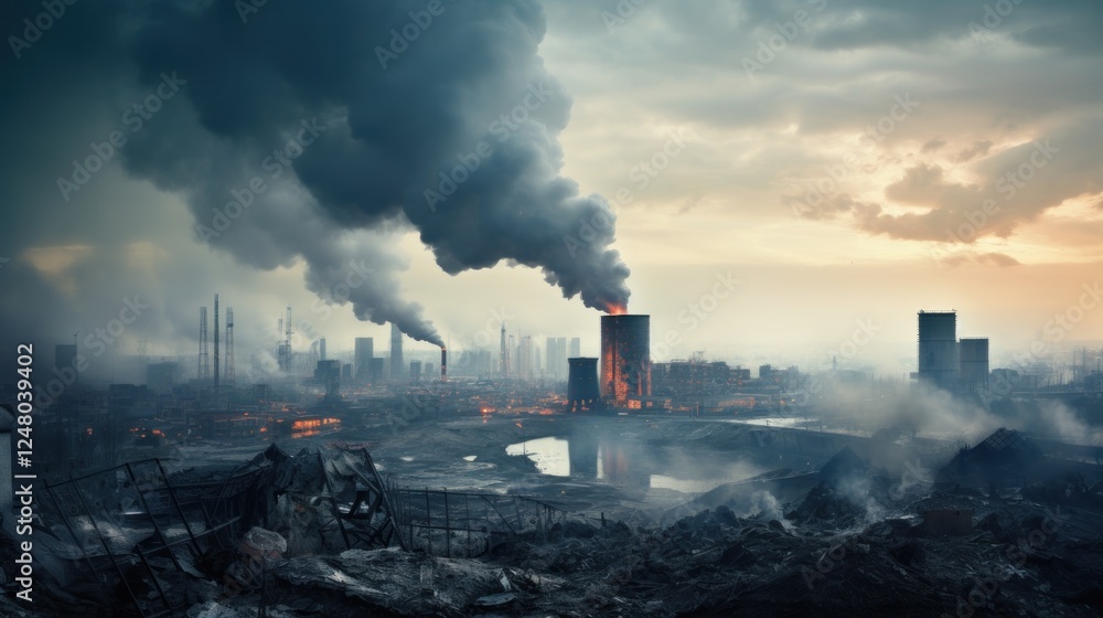 Dangers of air pollution in a big city with sources of pollution from ...