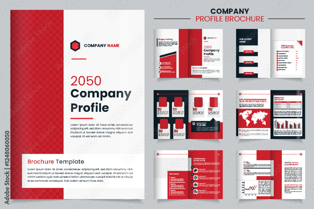 Company brochure template layout and multi page business brochure ...