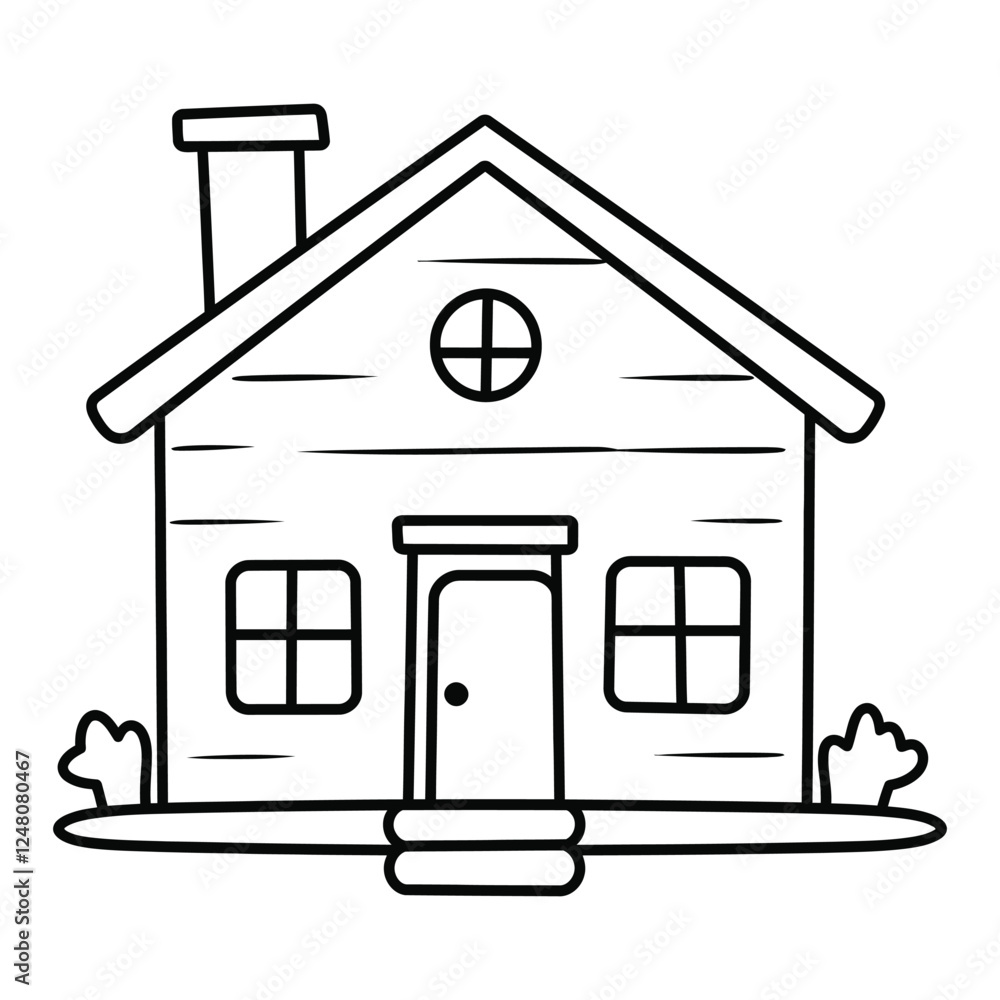 house line art coloring page vector illustration Stock Vector | Adobe Stock
