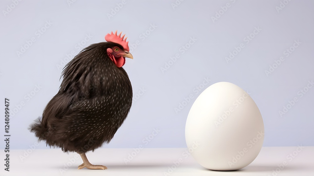 Large ostrich egg and standard chicken egg placed side by side on a ...