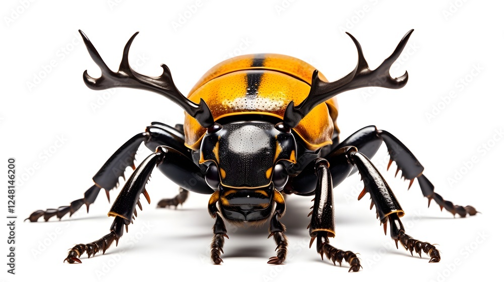 Majestic stag beetle with large curved mandibles isolated on a pristine ...