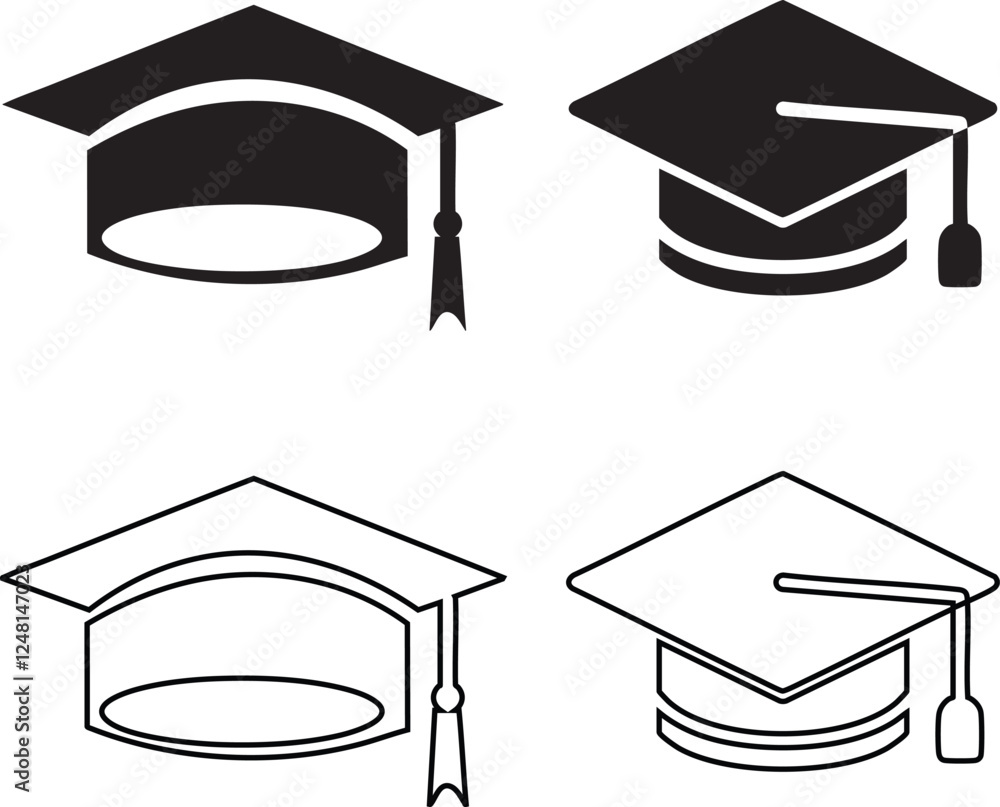 graduation cap icon , university or college graduation hat icon ...