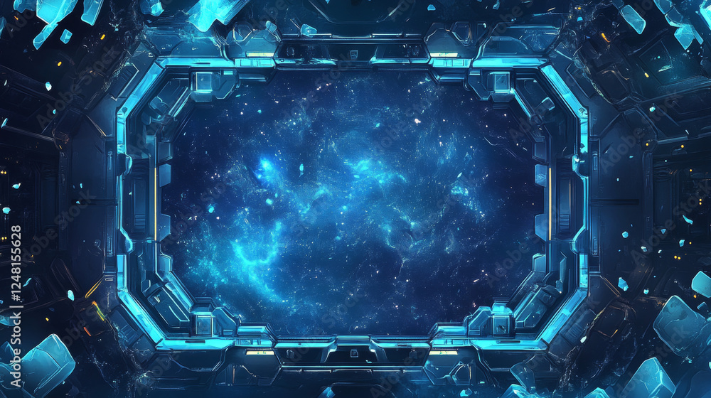 Game streaming overlay panels and buttons with water texture. Template ...