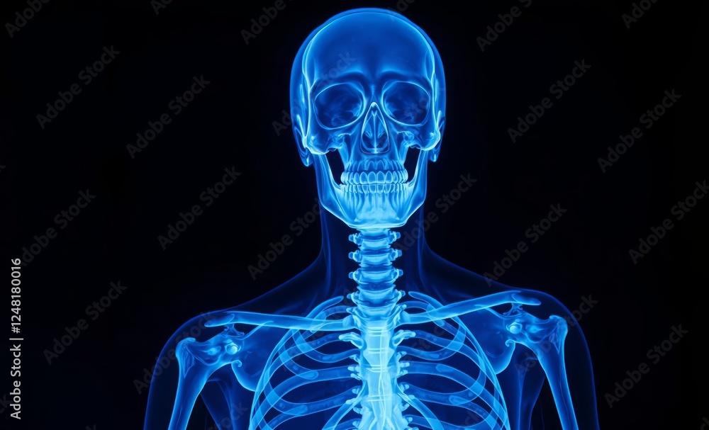 X-ray image of human skeleton detailed medical illustration ...