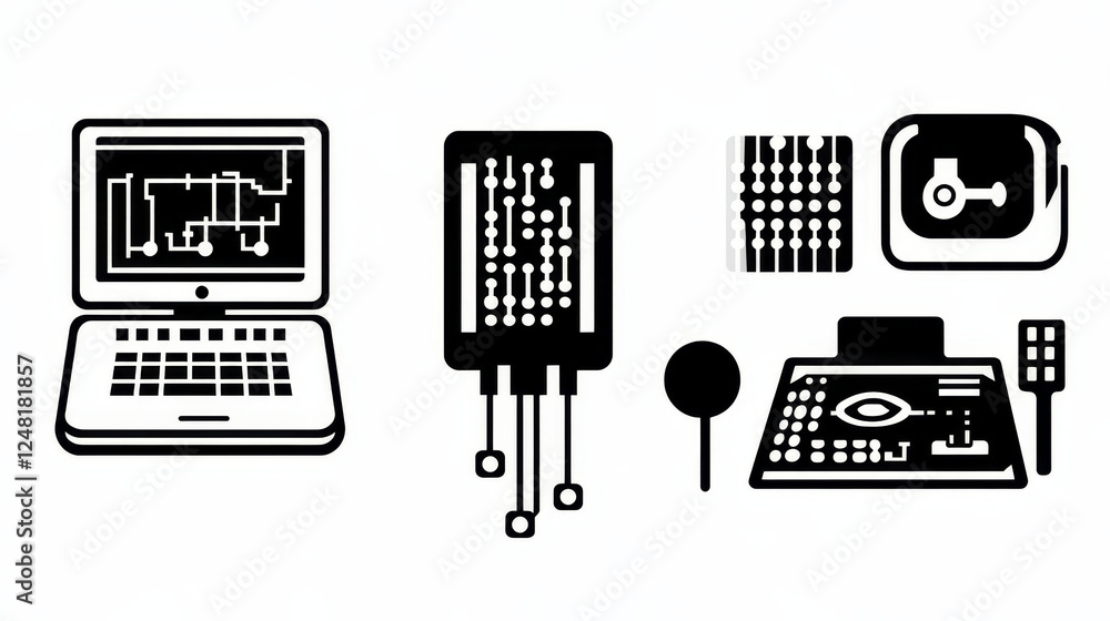 Coding and programming doodle icons set. Computer with code on screen ... Coding and programming doodle icons set. Computer with code on screen ...