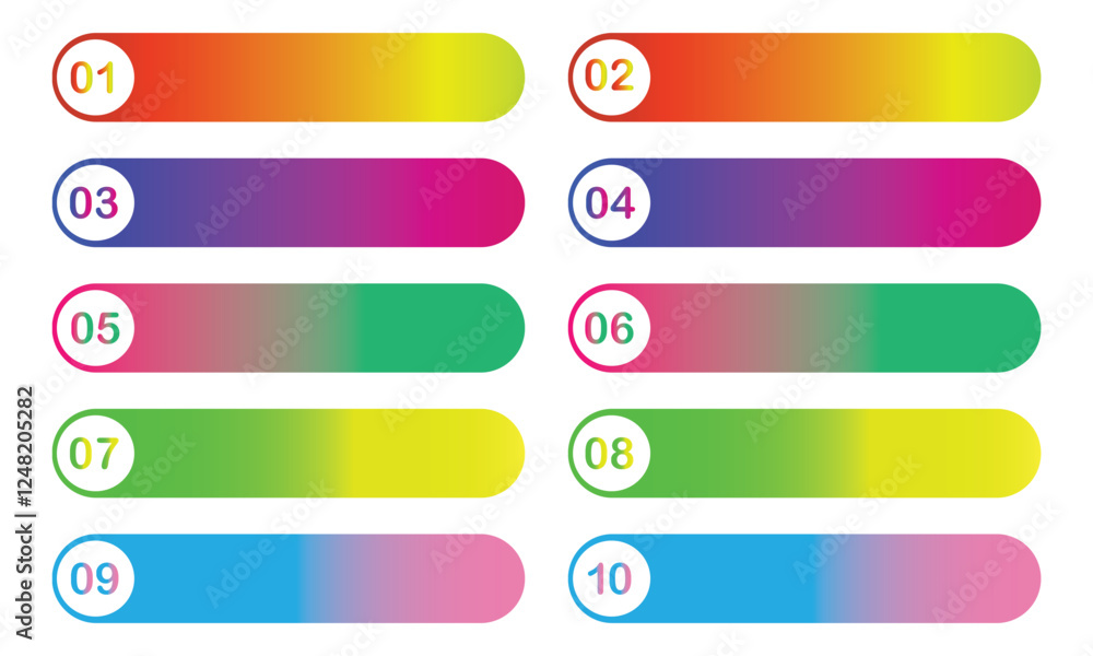Modern colorful numbers button set. Markers with number 1 to 10 ...