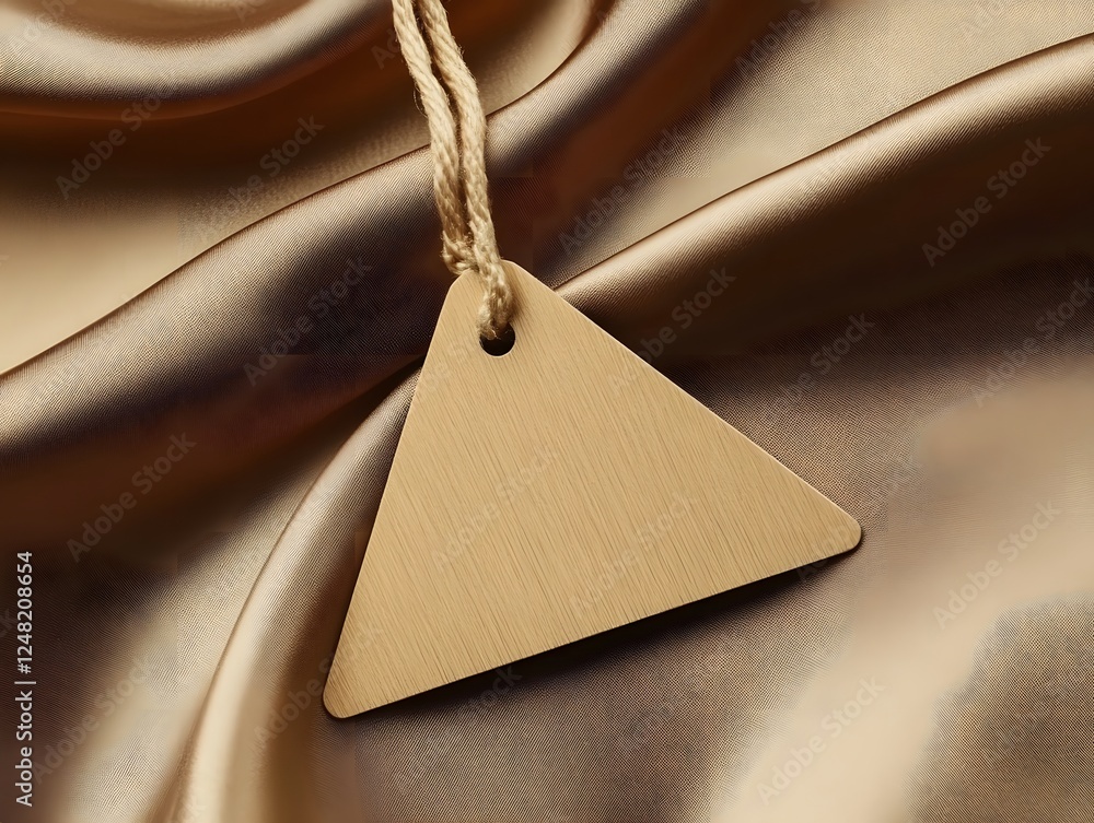Triangular Clothing Tag Mockup Hanging on Satin Dress with Premium ...