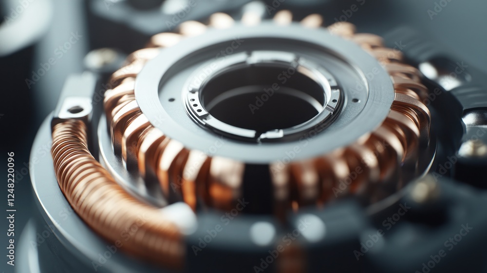 Ilustración de Stock Electric motor rotor with worm gear, ball bearings ...