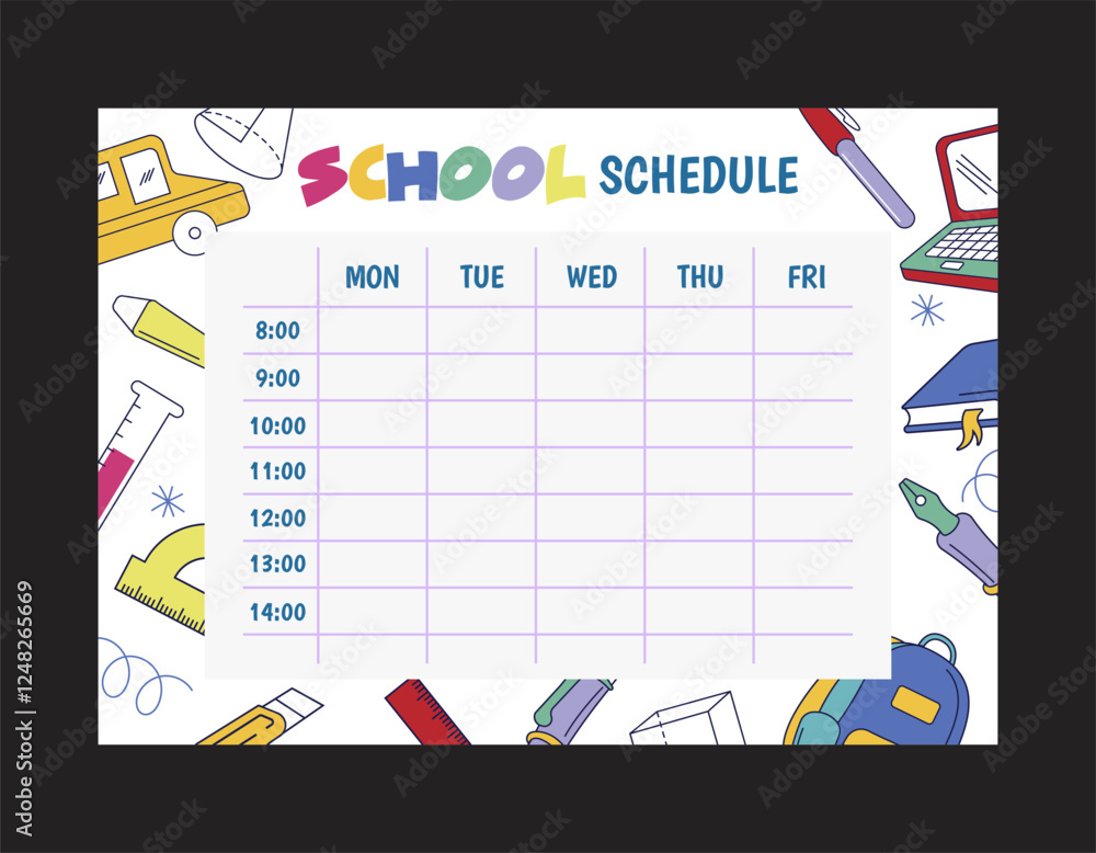School weekly schedule vector design template Stock Vector | Adobe Stock