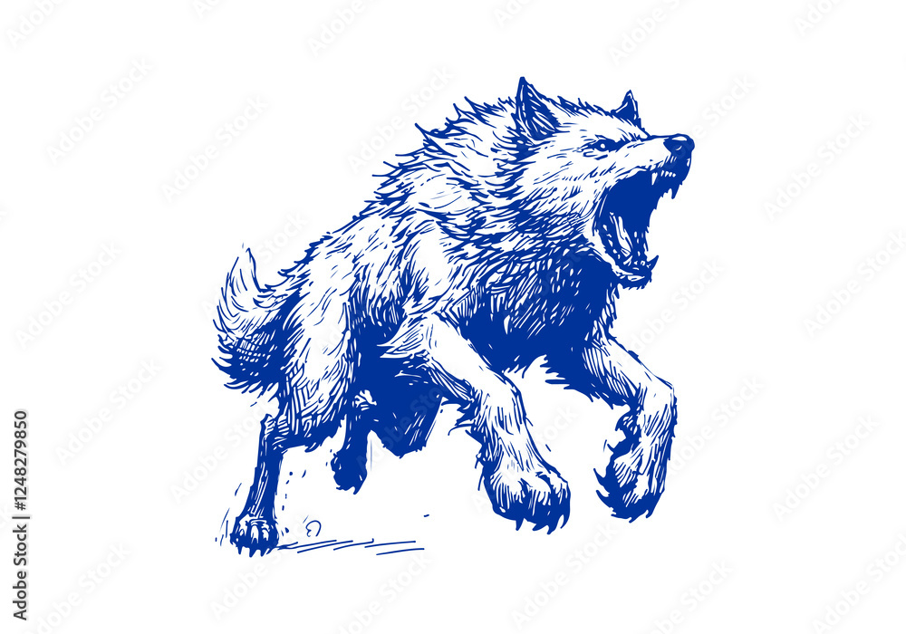 Dire Wolf hand drawn sketch vector Stock Vector | Adobe Stock