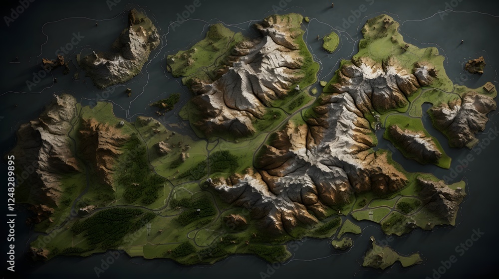 Cutting edge digital map featuring 3D terrain visualization and ...