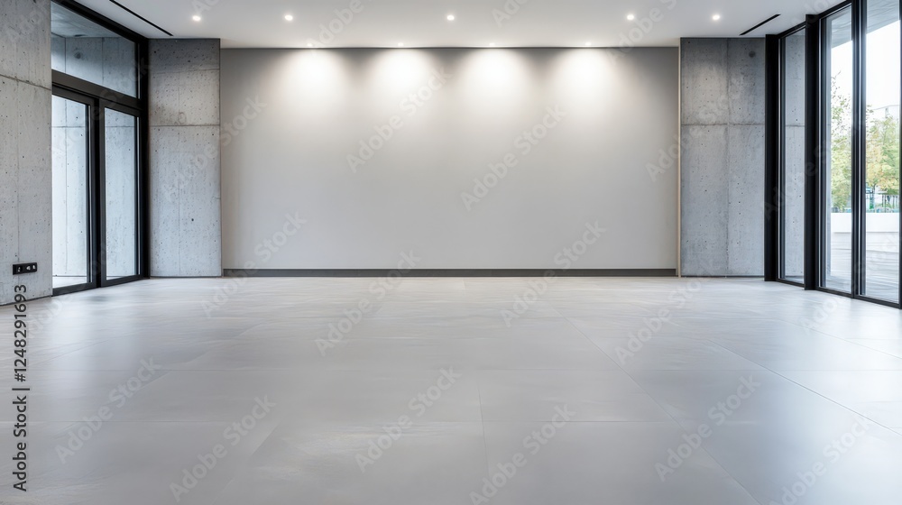 Interior room featuring large white wall and window with acoustic ...