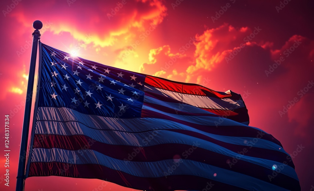 American flag american equality luminous fantasy illustrations with ...