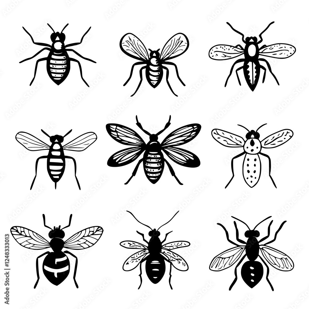Study of different bee species displaying unique characteristics and ...