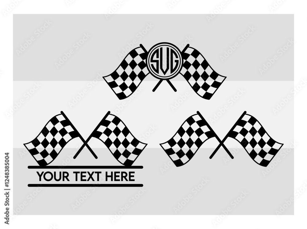 Racing Flag SVG Silhouette Bundle, Racing Svg, Racing Flag Silhouette ...