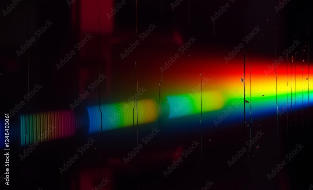 Prism effect creating a spectrum of colors on a glass surface rainbow ...