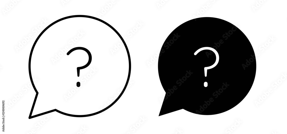 Interrogation icons pack vectors in black flat and strokes Stock Vector ...