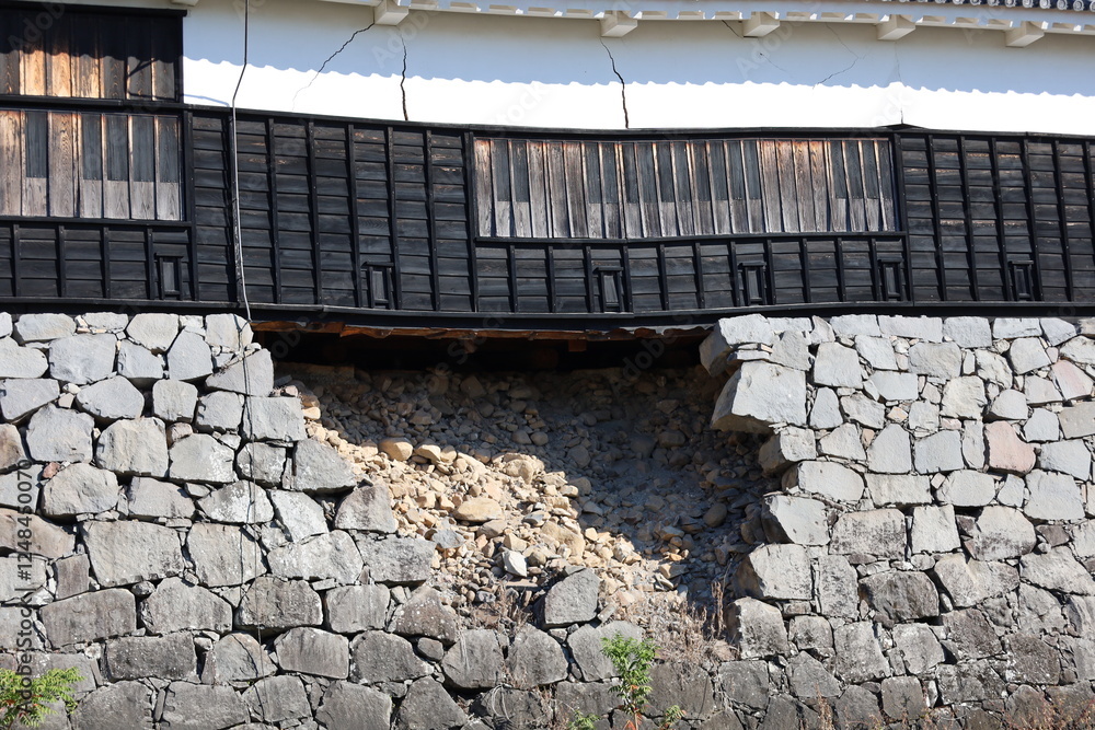 Ruin of Kumamoto Castle: Stone and Brick Walls in Kyushu, Japan Stock ...