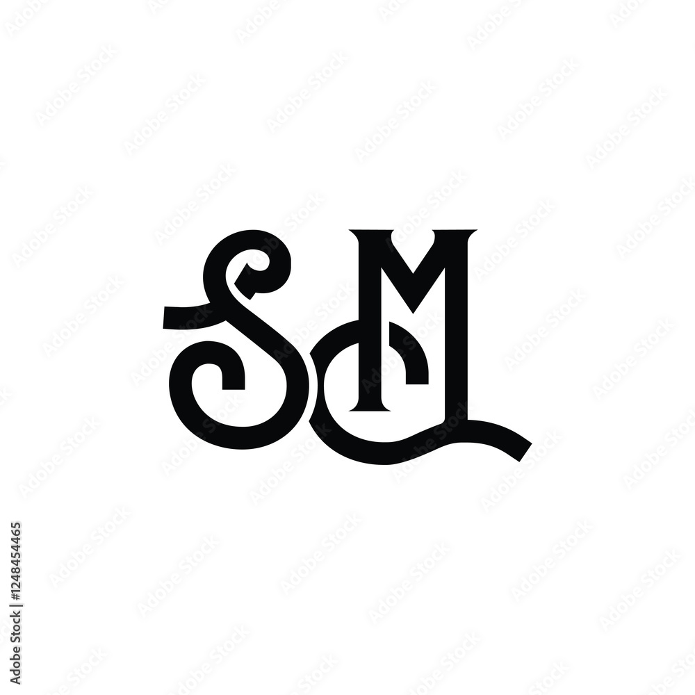 SM monogram logo design letter text name symbol monochrome logotype ...