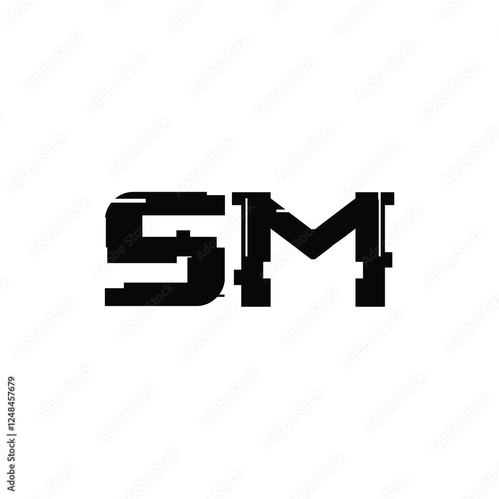 SM monogram logo design letter text name symbol monochrome logotype ...