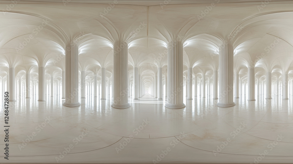full 360 degree panorama view environment map of empty white hall with ...