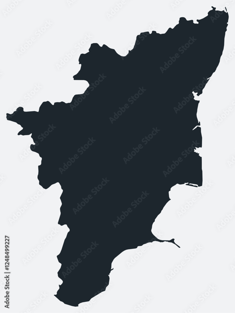 Tamil Nadu map. Just a simple border map. Shape of the state. Flat ...