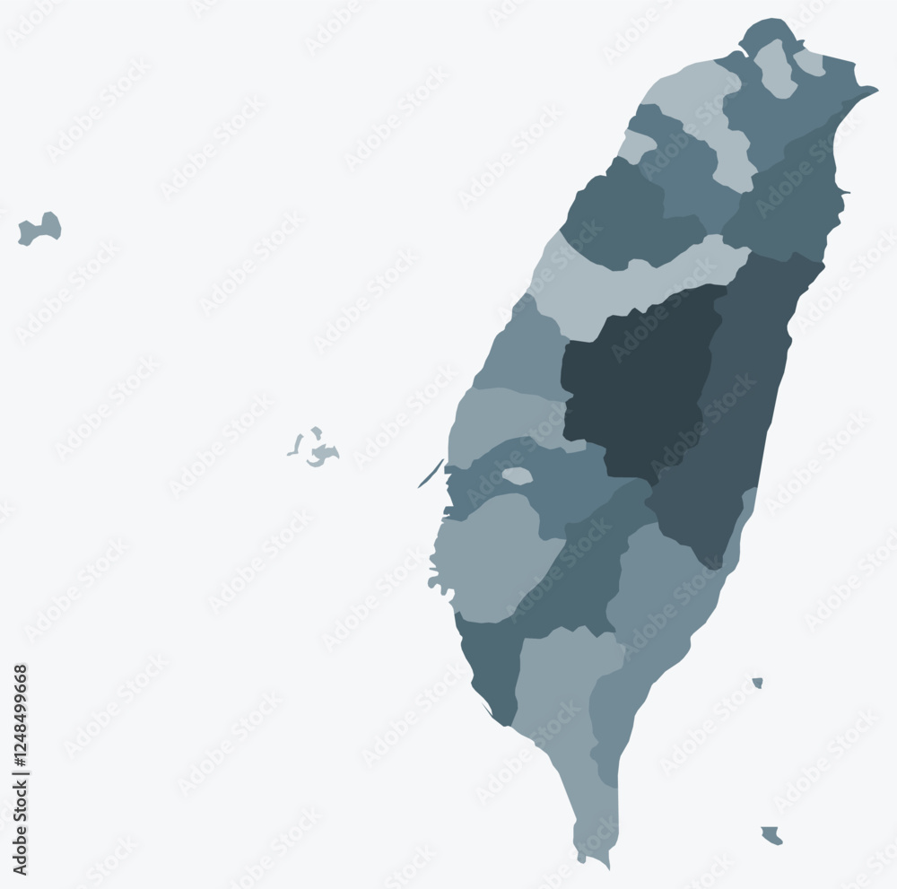 Map of Taiwan with regions. Just a simple country border map with ...