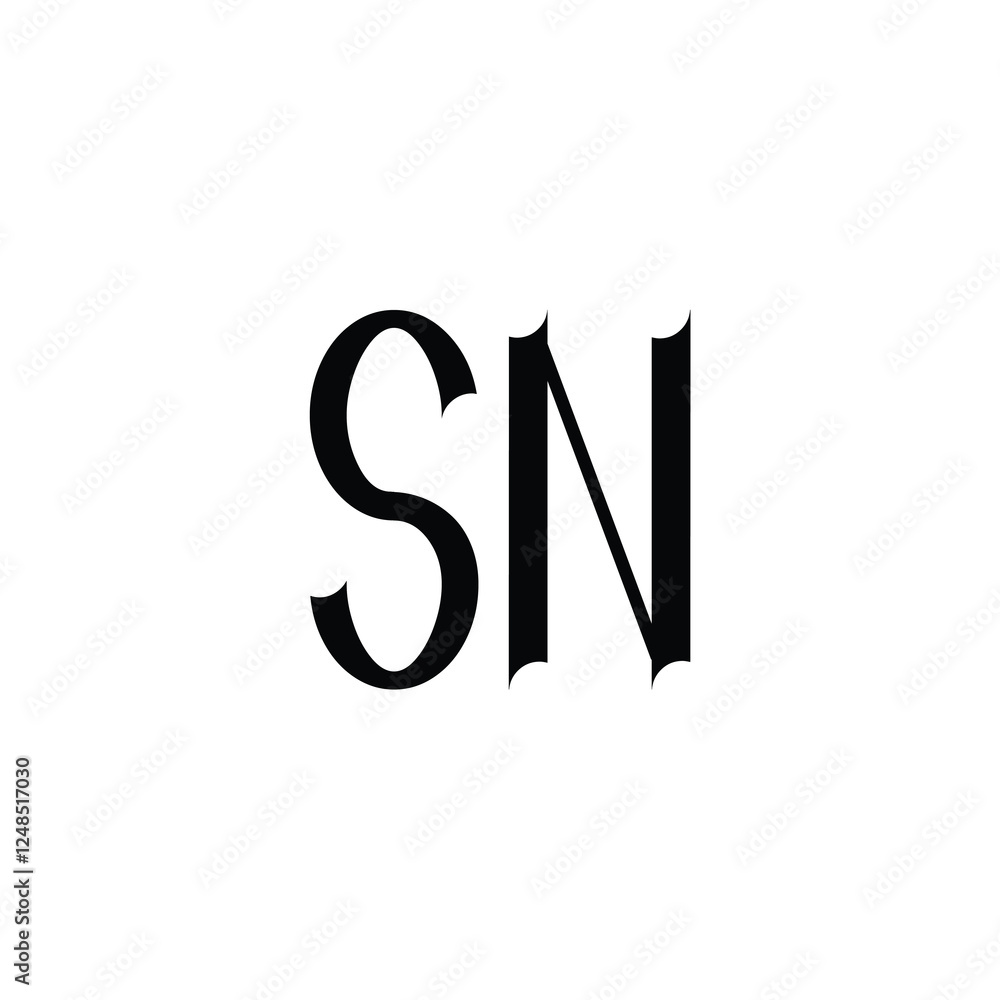 SN monogram logo design letter text name symbol monochrome logotype ...