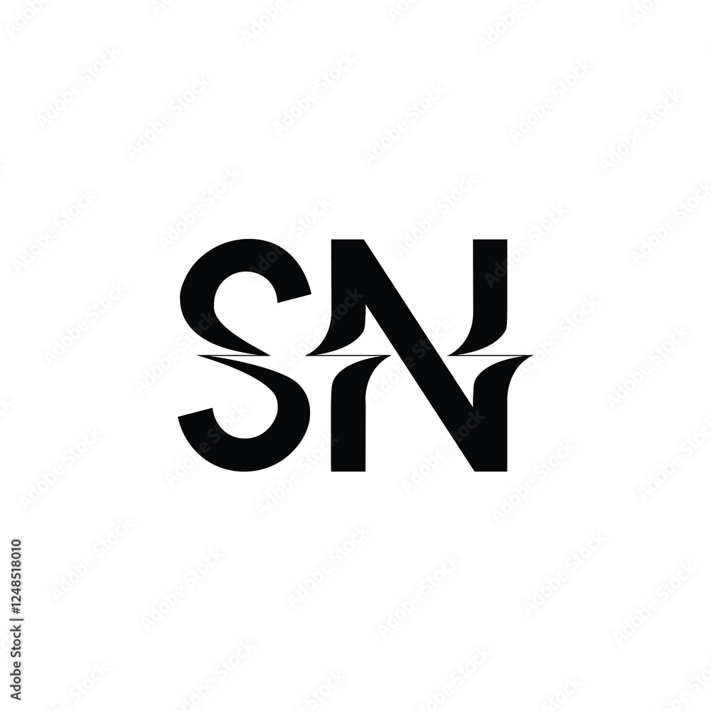 SN monogram logo design letter text name symbol monochrome logotype ...