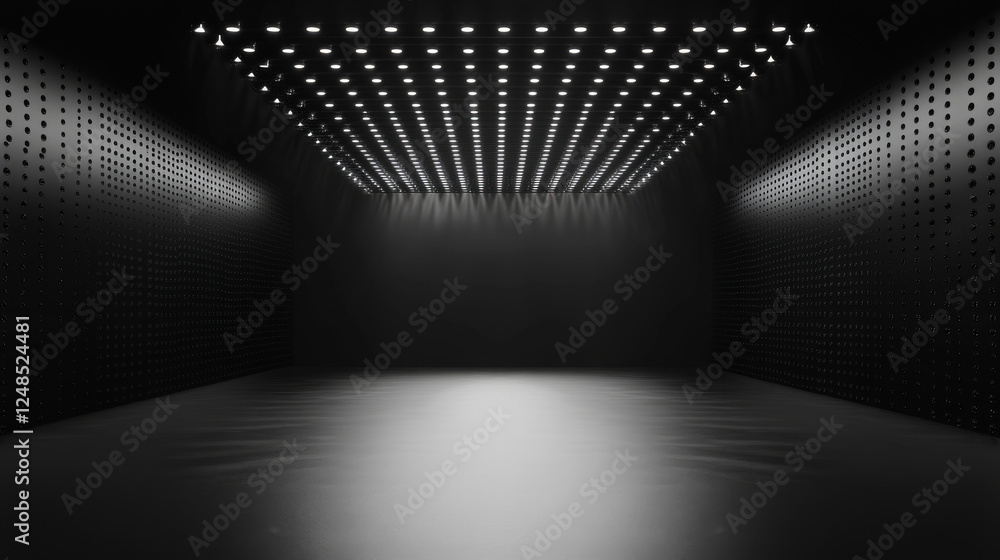 360 degree full panorama environment map of black technology lights ...