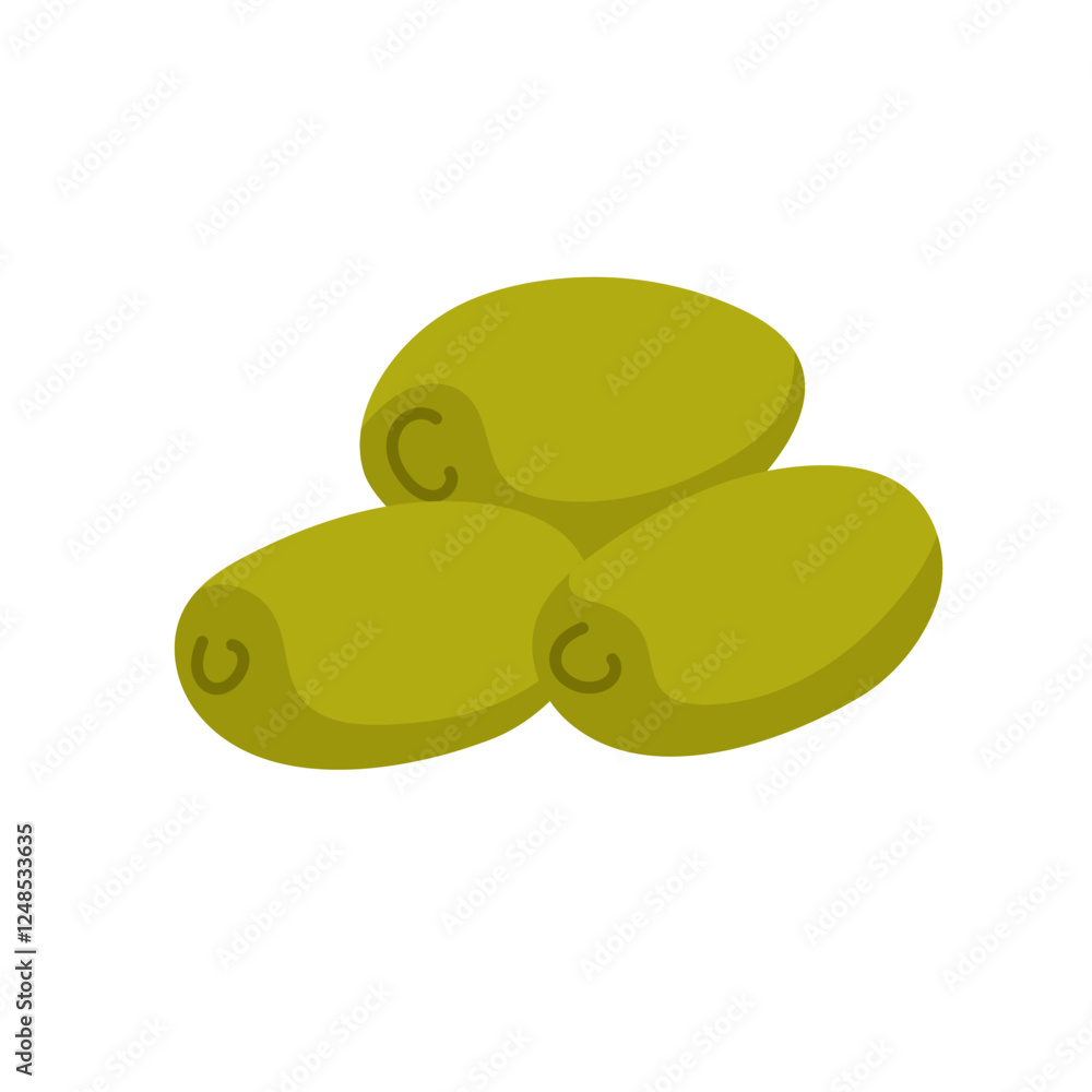 Green olives set in cartoon. Vector illustration isolated on white ...