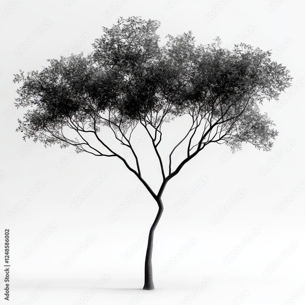 Stylized Black and White Clipart Tree Silhouette Design Stock ...