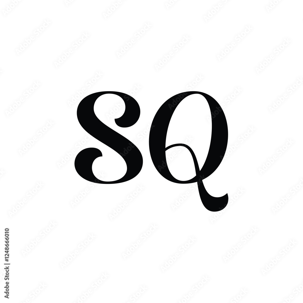 SQ monogram logo design letter text name symbol monochrome logotype ...