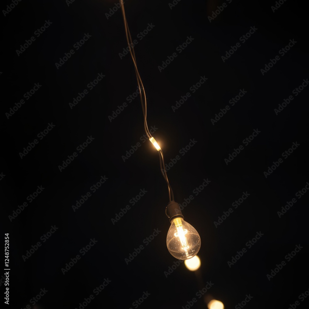 Single line of string lights lighting illuminated electricity 4k ...