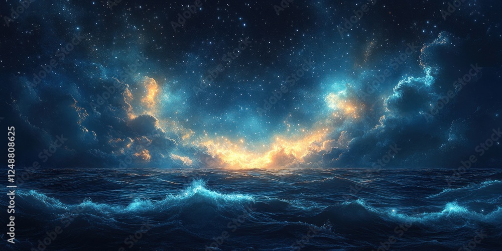 Foto de Stock Starry Night Sky Texture in Desert Landscape ...