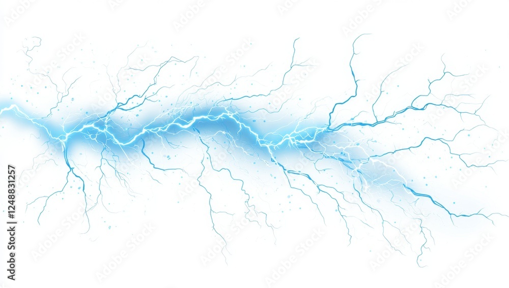 Blue lightning bolt energy effect, transparent background, digital art ...