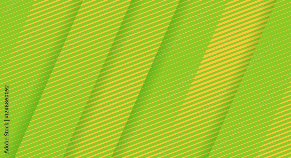 Abstract geometric pattern with intersecting diagonal lines in shades of green and yellow ...