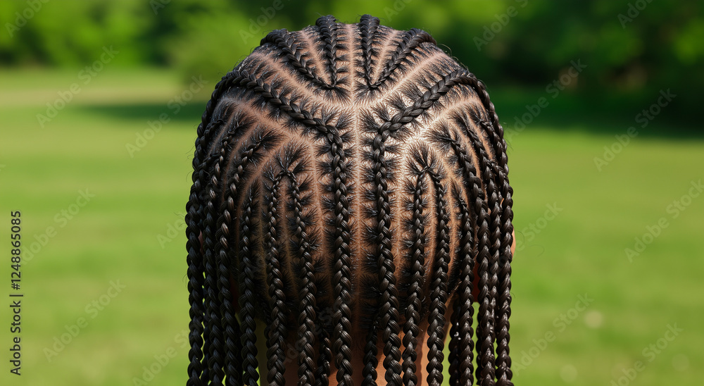 African American woman, hair and braids, hairstyle with scalp showing ...