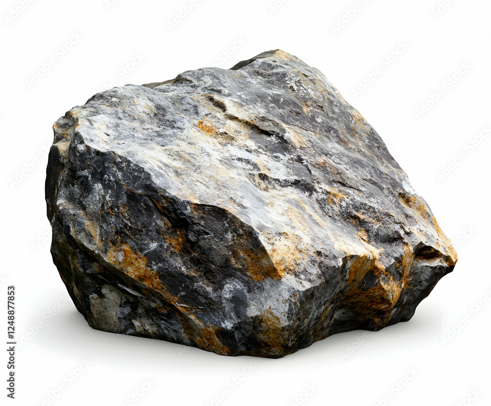 Isolated boulder with varied coloration, showcasing geological texture ...