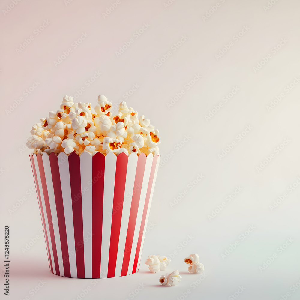 Classic popcorn bucket filled to the brim with fluffy kernels, perfect ...
