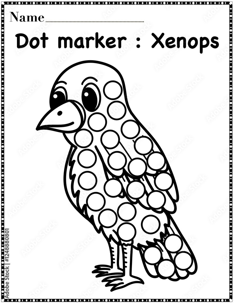 Xenops dot marker worksheet activity for kids, preschool, kindergarten ...