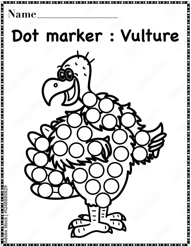 Vulture dot marker worksheet activity for kids, preschool, kindergarten ...
