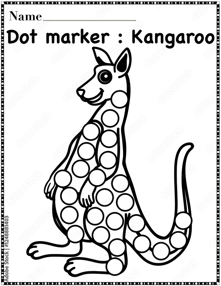 Kangaroo dot marker worksheet activity for kids, preschool ...