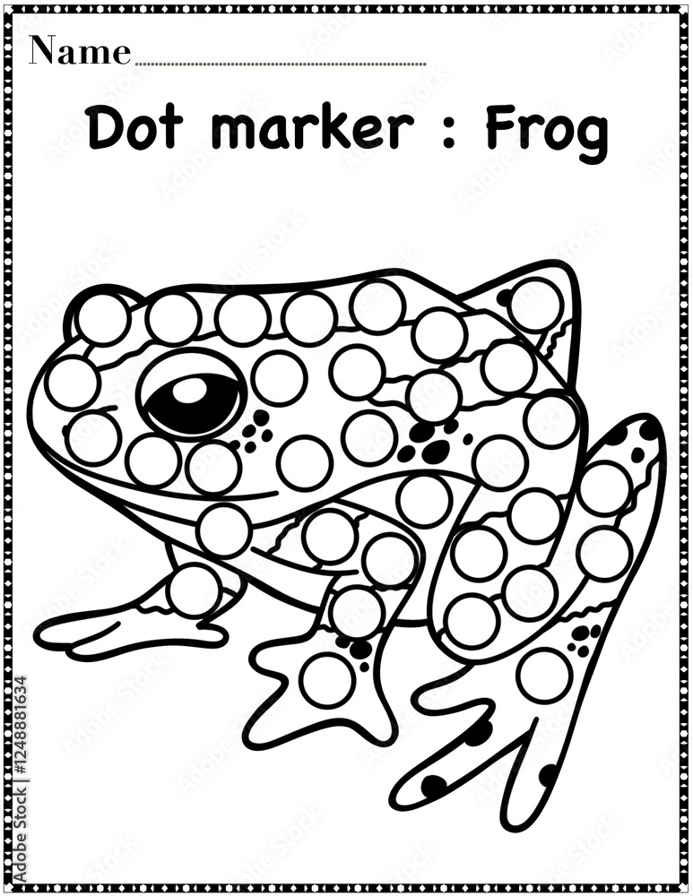 Frog dot marker worksheet activity for kids, preschool, kindergarten ...