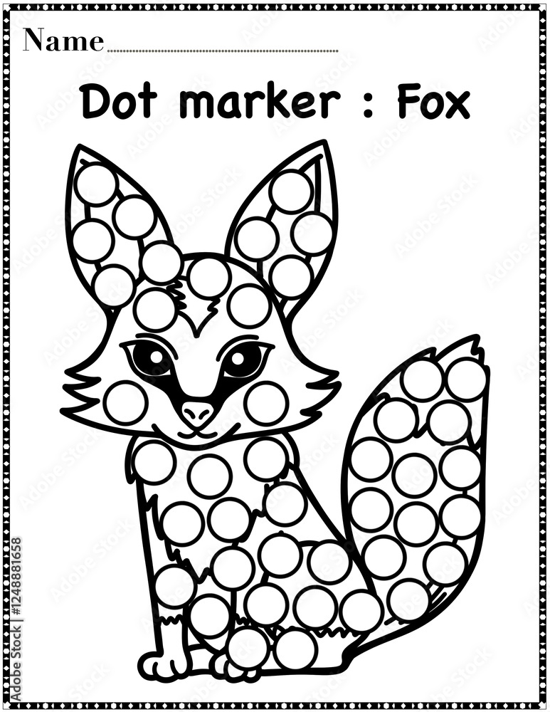 Fox dot marker worksheet activity for kids, preschool, kindergarten and ...