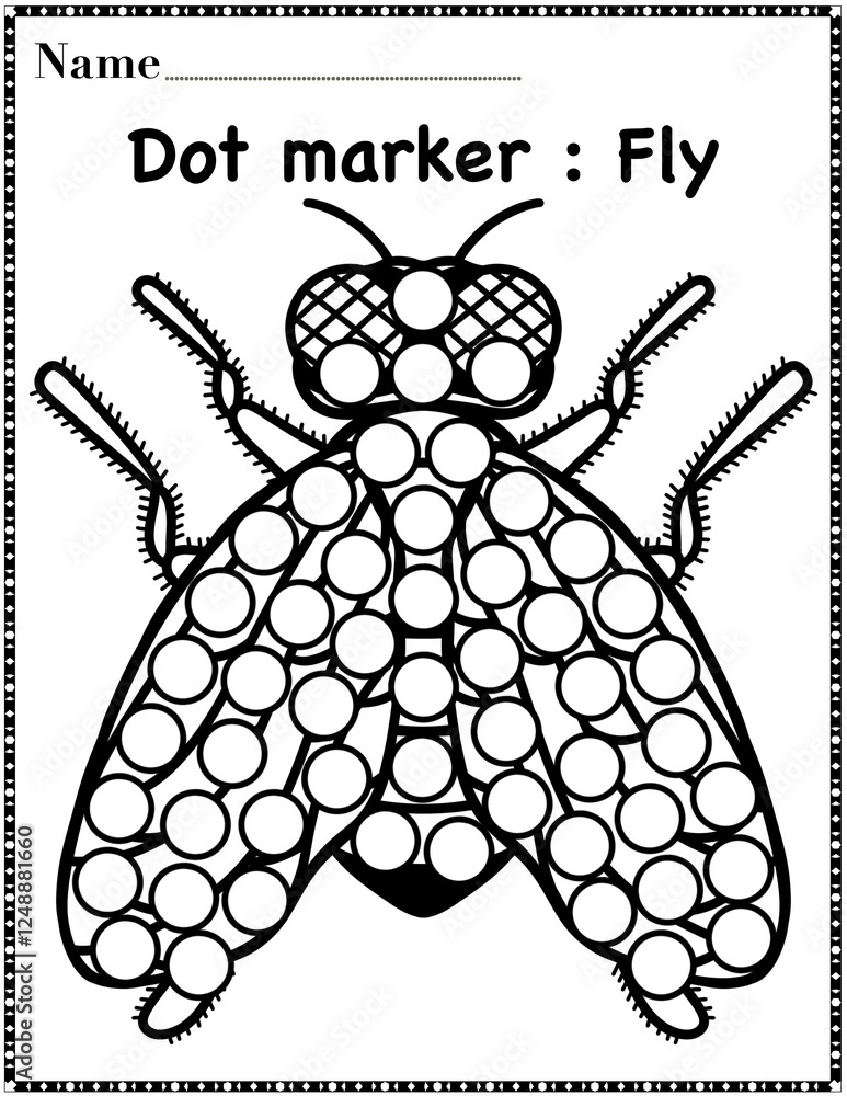 Fly dot marker worksheet activity for kids, preschool, kindergarten and ...