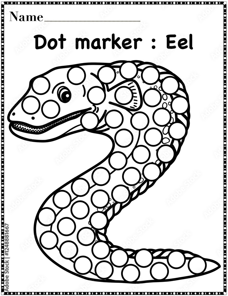 Eel dot marker worksheet activity for kids, preschool, kindergarten and ...